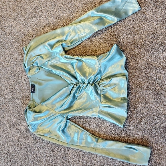 Milk & Honey | Tops | Milk And Honey Shiny Blue Top | Poshmark